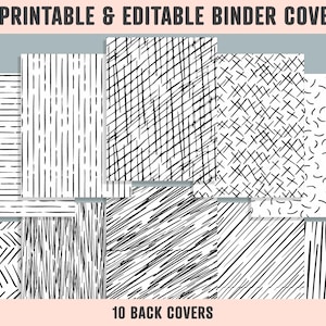 Engraving Hand Drawn Pattern Binder Cover, 10 Printable/editable Binder ...