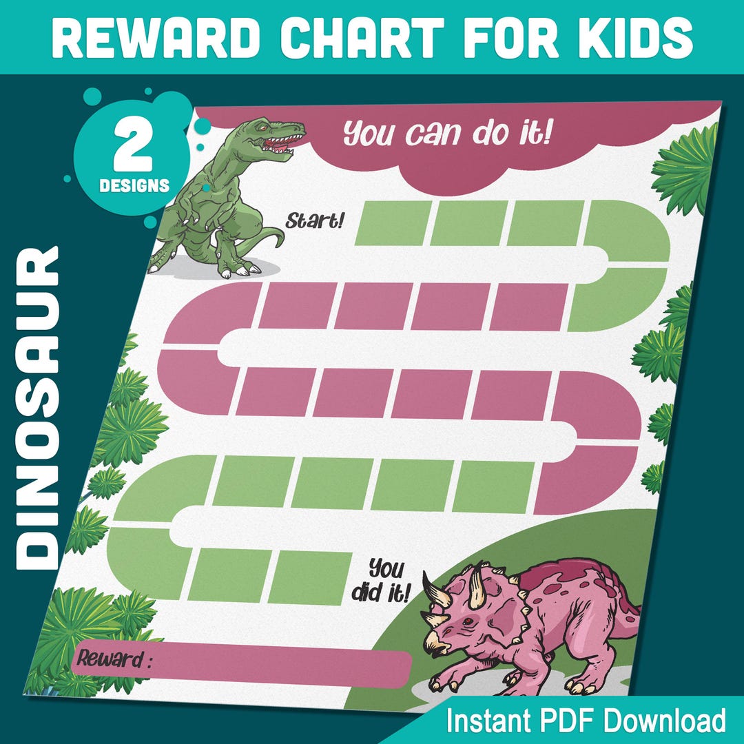 Printable Dinosaur Reward Chart: Tyrannosaurus Rex & Triceratops ...