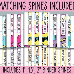 10 Editable 90s Pattern Binder Covers, Includes 1, 1.5, 2" Spines ...