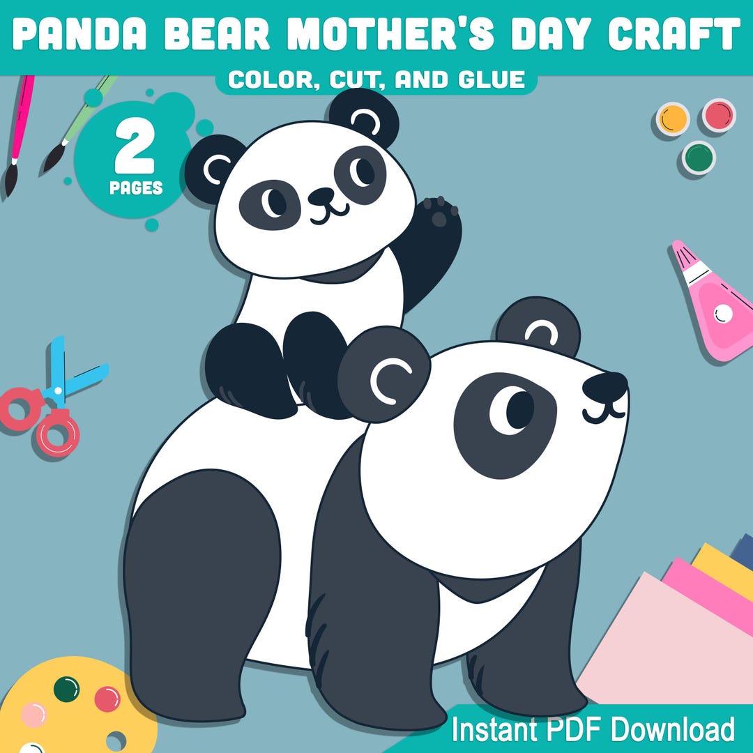 Panda Bear Mother's Day Craft: Fun DIY Color, Cut, and Glue Art ...