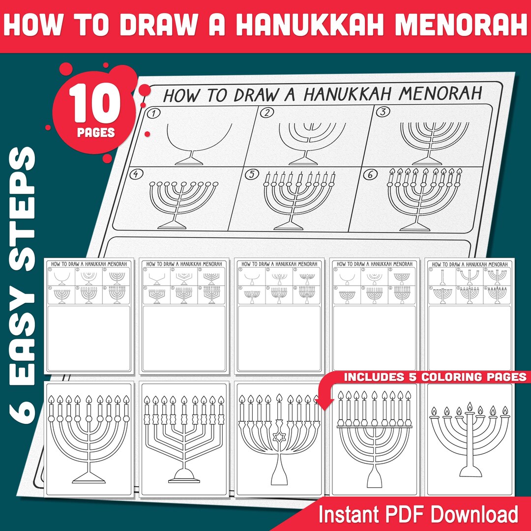 How to Draw a Hanukkah Menorah, Step-by-step Drawing Tutorial With 6 ...