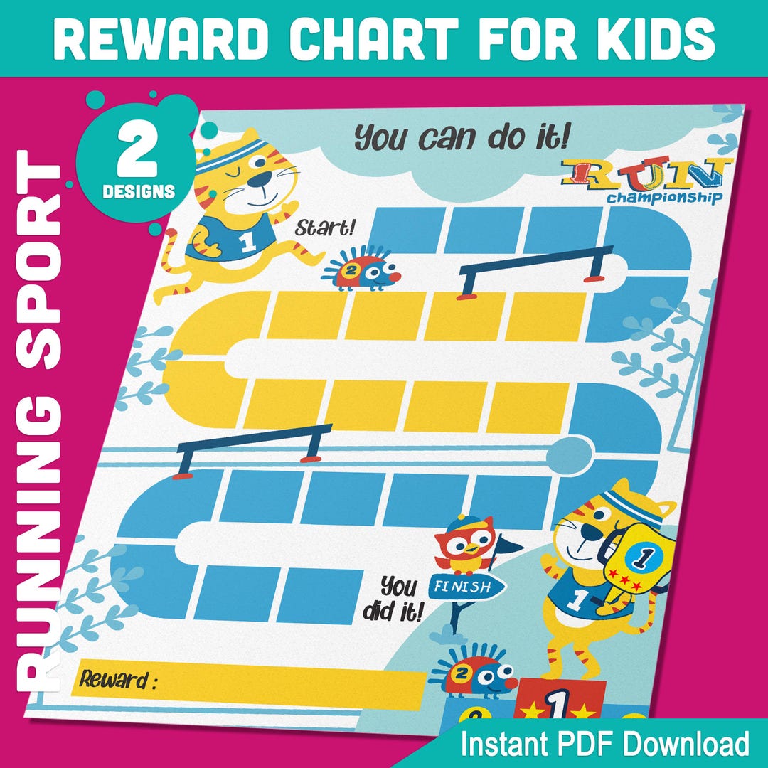 Running Sport Reward Chart: 2 Fun Designs, Perfect for Kids' Motivation ...