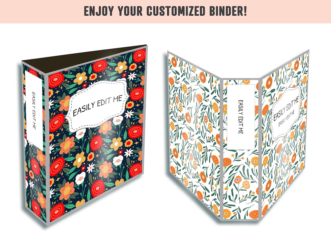 Floral Binder Cover Template 10 Printable & Editable Binder - Etsy