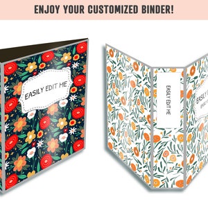 Floral Binder Cover Template, 10 Printable & Editable Binder Covers ...