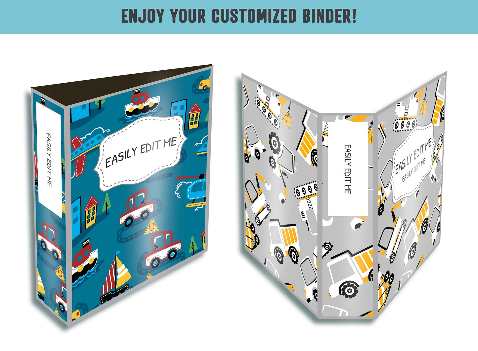 Vehicle Binder Covers, 10 Printable/editable Binder Covers & Spines ...