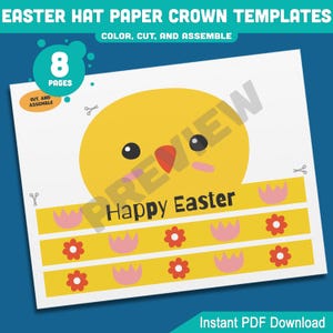 Easter Hat Paper Crown Templates, Printable Headband Craft for Kids ...