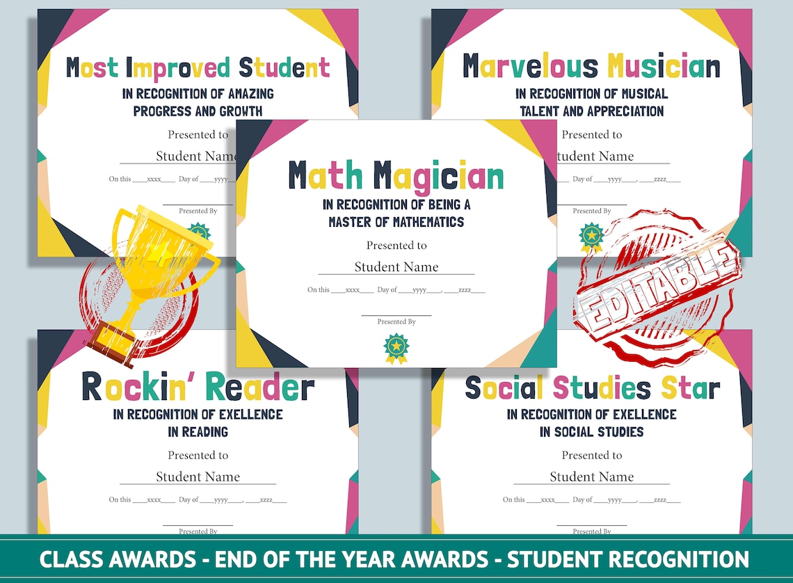 Editable End of School Awards End of the Year Awards Student - Etsy