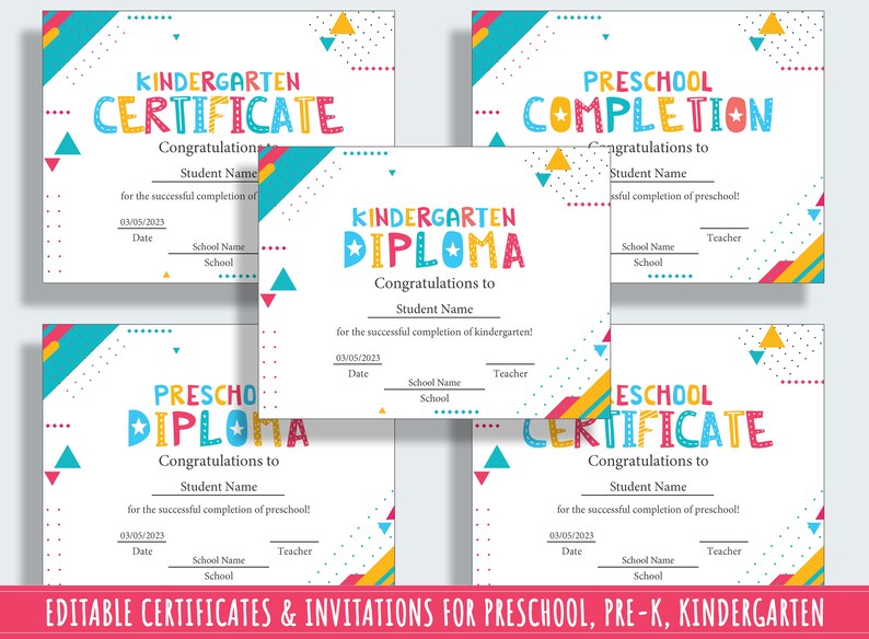 Modern-themed Preschool and Kindergarten End-of-year Celebration Kit ...