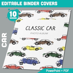10 Editable Car Pattern Binder Covers, Includes 1, 1.5, 2" Spines ...