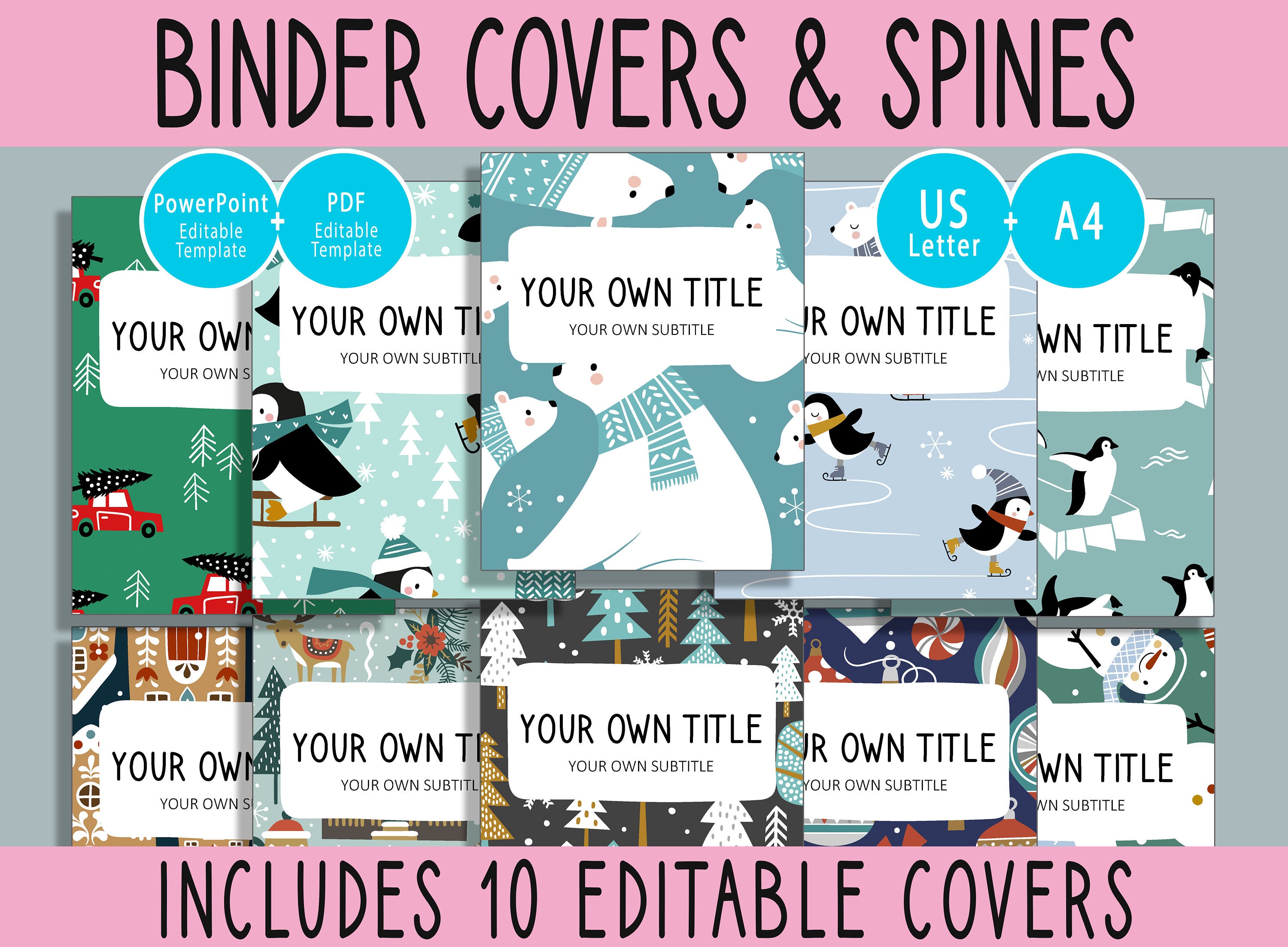 10 Editable Winter Binder Covers Includes 1 1.5 2 - Etsy