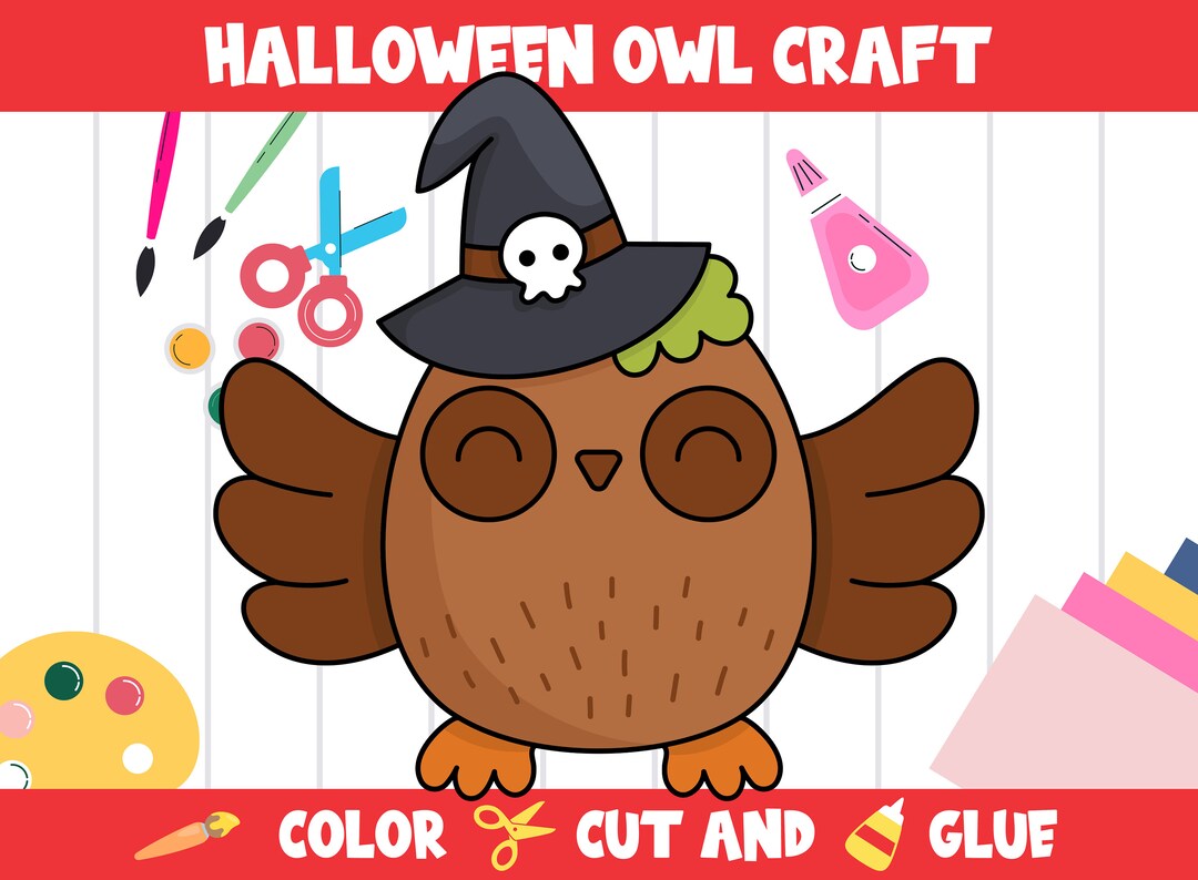 Halloween Owl Craft Activity - Color, Cut, and Glue for Prek to 2nd ...