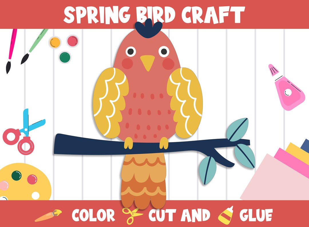 Spring Bird - Spring Craft Activity for Kids : Color, Cut, and Glue for ...