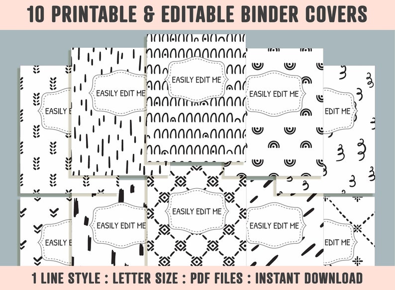 Black and White Abstract Shapes Binder Cover 10 - Etsy