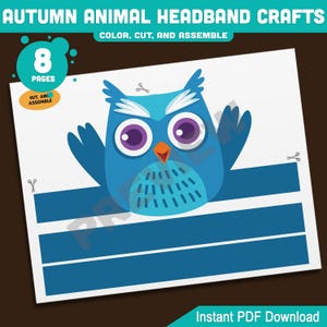 Printable Autumn Animal Headband Crafts, Fall Paper Crown and Coloring ...