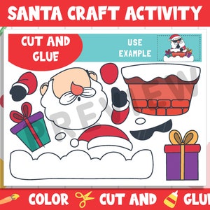 Santa Craft Activity - Color, Cut, and Glue for Prek to 2nd Grade, PDF ...