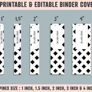 Abstract Black and White Binder Cover, 10 Printable & Editable Binder ...