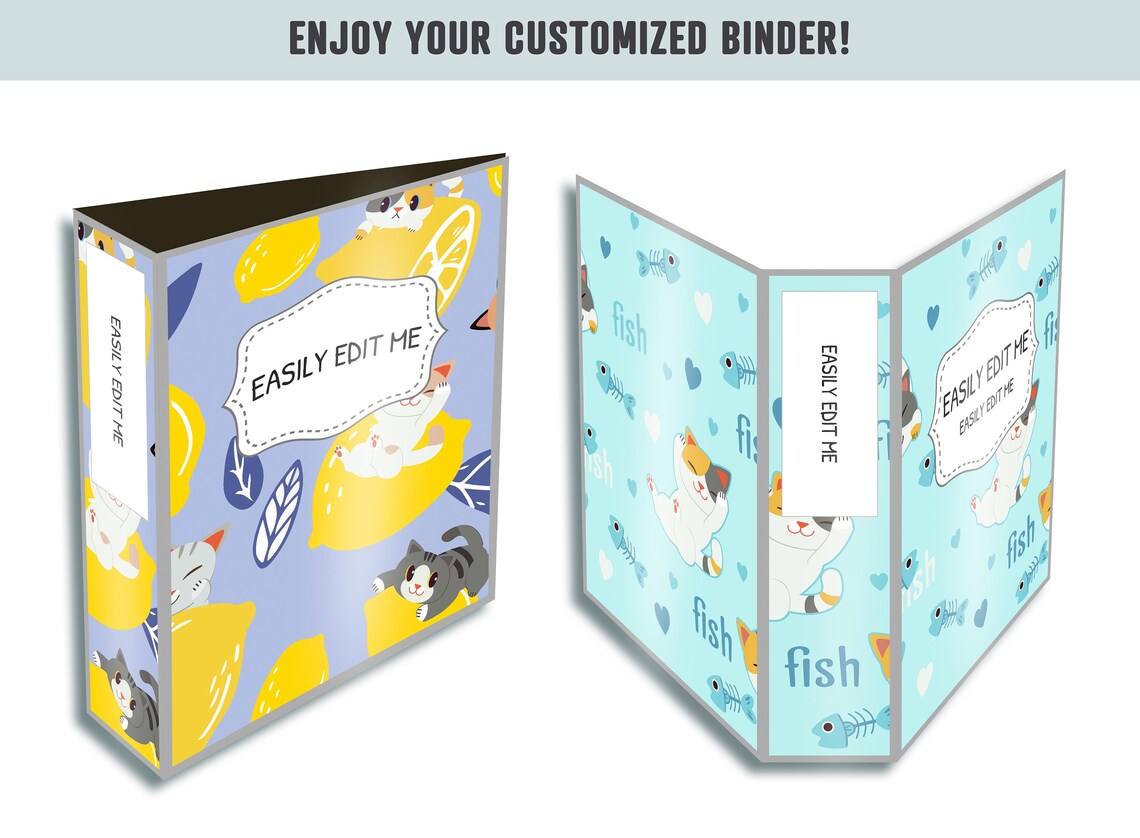 Cat Binder Cover 10 Printable/editable Coversspines - Etsy