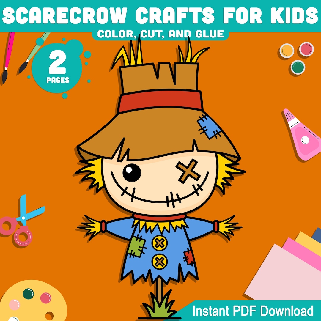 Fun Scarecrow Crafts for Kids: Color, Cut, and Glue Activity, Perfect ...