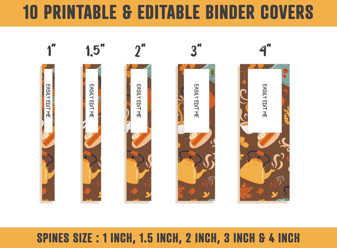 Fall Binder Cover 10 Printable & Editable Coversspines - Etsy