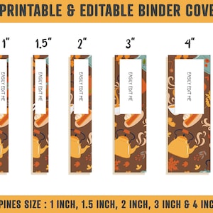 Fall Binder Cover, 10 Printable & Editable Covers+spines, Autumn Binder ...