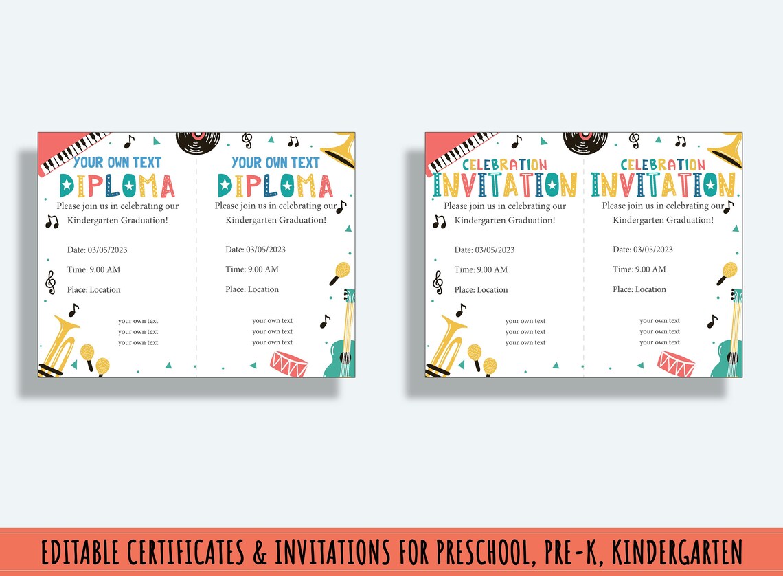 Customizable Diplomas, Certificates, and Invitations for Preschool and ...