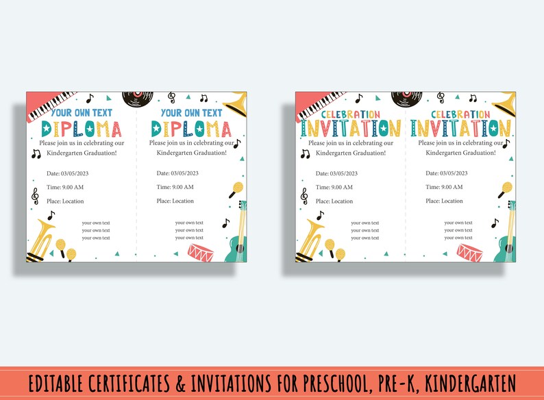 Customizable Diplomas, Certificates, and Invitations for Preschool and ...