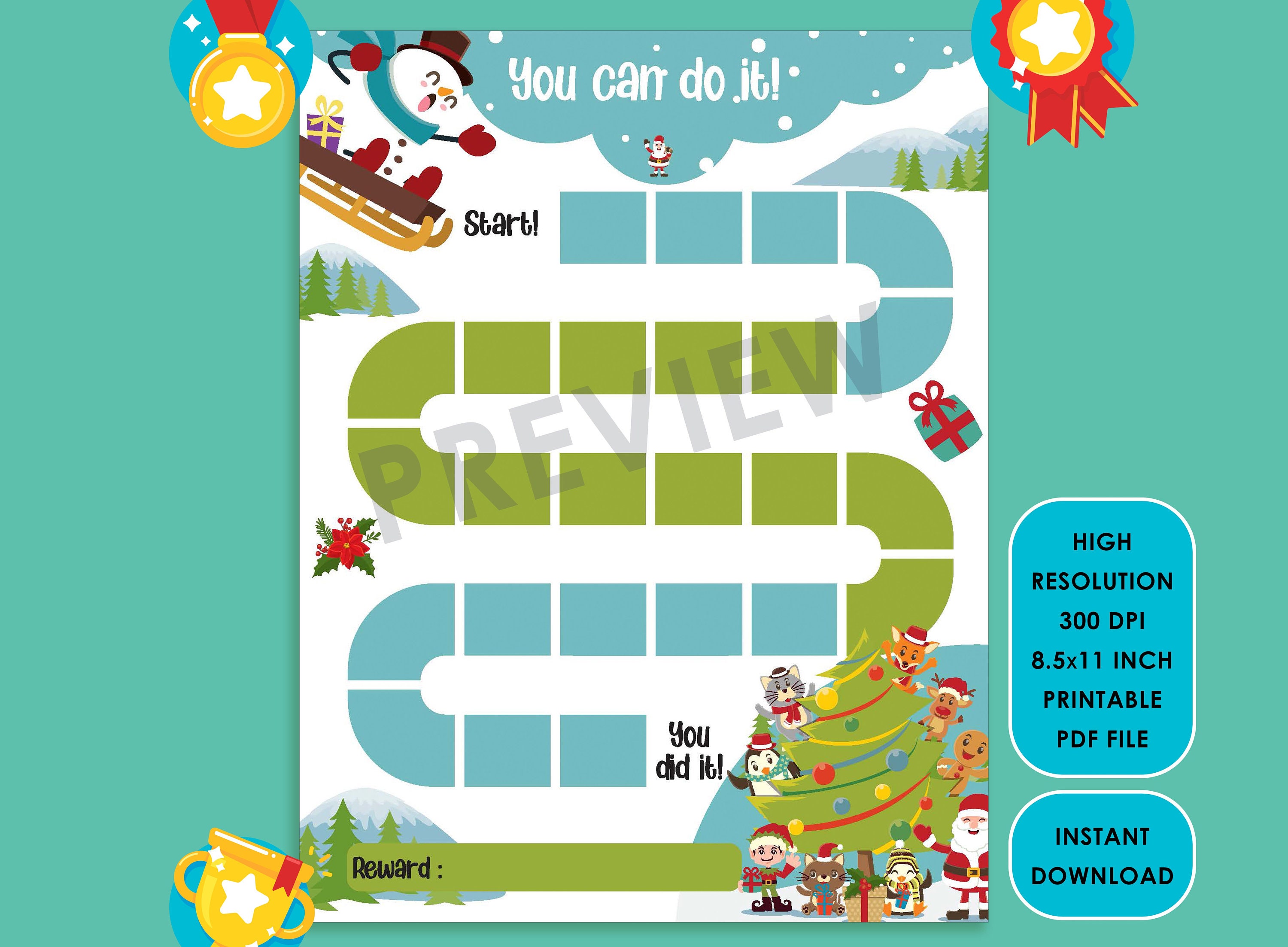 Printable Cute Snowman Reward Chart for Kids: 2 Charming Designs to ...
