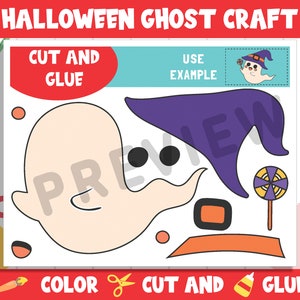 Cute Halloween Ghost Craft Activity - Color, Cut, and Glue for Prek to ...