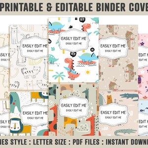 Animal Binder Covers, 10 Printable/editable Binder Covers & Spines ...