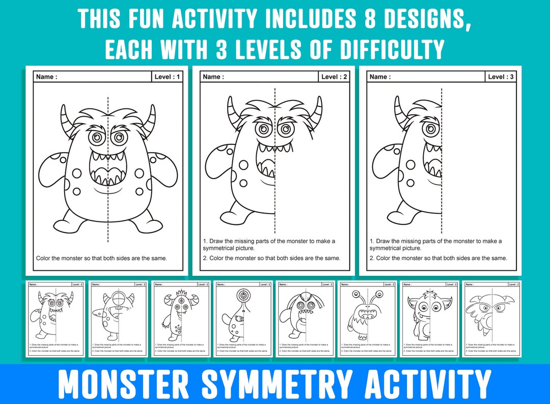 Monster Symmetry Worksheet, Monster Theme Lines of Symmetry Activity ...