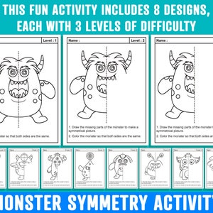 Monster Symmetry Worksheet, Monster Theme Lines of Symmetry Activity ...