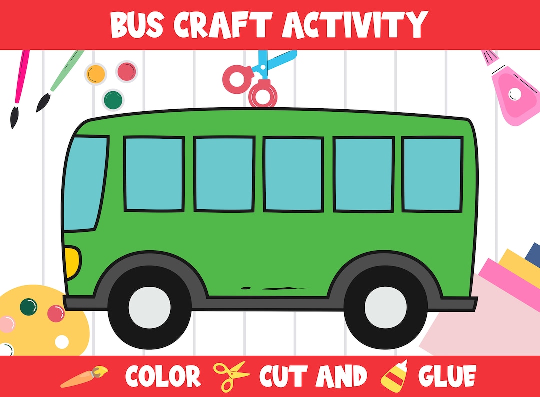 Bus Craft Activity - Color, Cut, and Glue for Prek to 2nd Grade, PDF ...