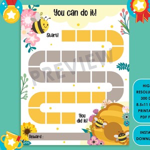 Charming Printable Bee Reward Chart for Kids, Honey Bee-themed Behavior ...
