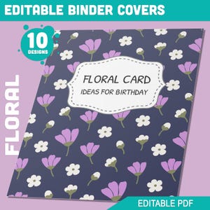 Floral Leaves and Geometric Shapes Binder Cover, 10 Printable/editable ...