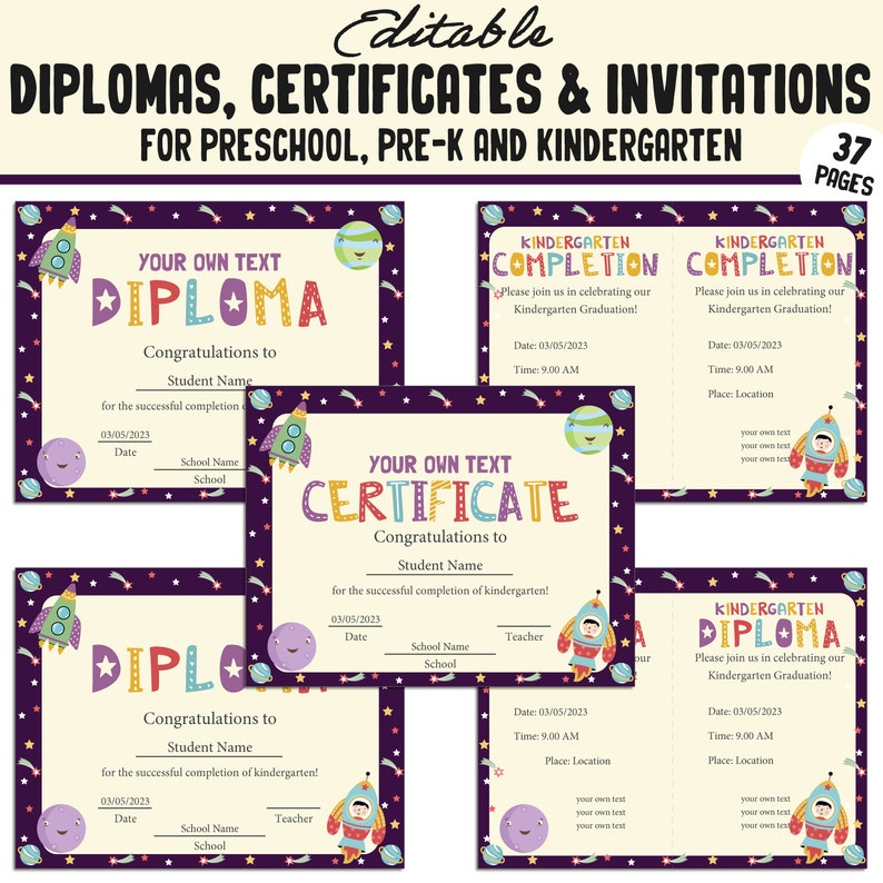 37 Editable Pre K Graduation Diploma, Preschool, Kindergarten ...