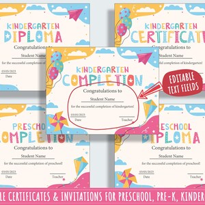 Preschool and Kindergarten End of Year Celebration Kit: 37 Editable ...