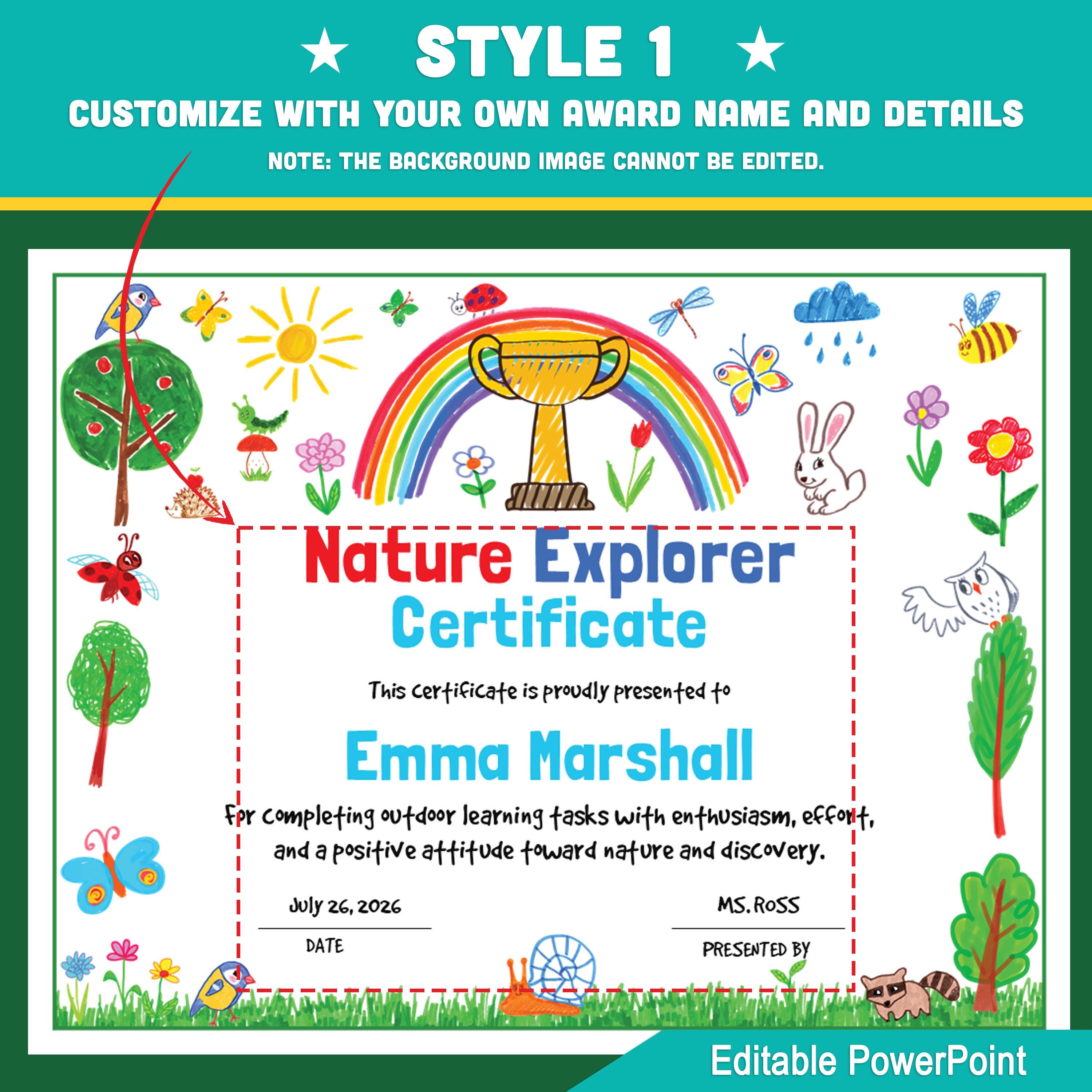Editable Nature Explorer Certificates: 2 Styles With Photo Options ...