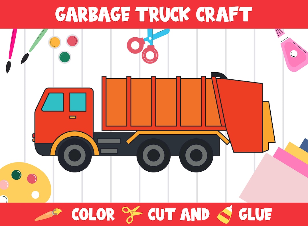 Garbage Truck Craft Activity - Color, Cut, and Glue for Prek to 2nd ...