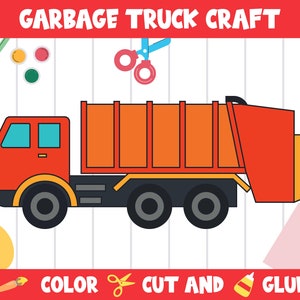 Garbage Truck Craft Activity - Color, Cut, and Glue for Prek to 2nd ...
