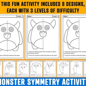 Monster Symmetry Worksheet, Monster Theme Lines of Symmetry Activity ...