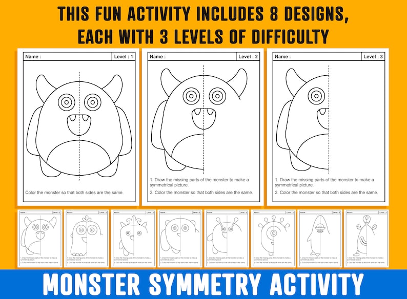 Monster Symmetry Worksheet, Monster Theme Lines of Symmetry Activity ...
