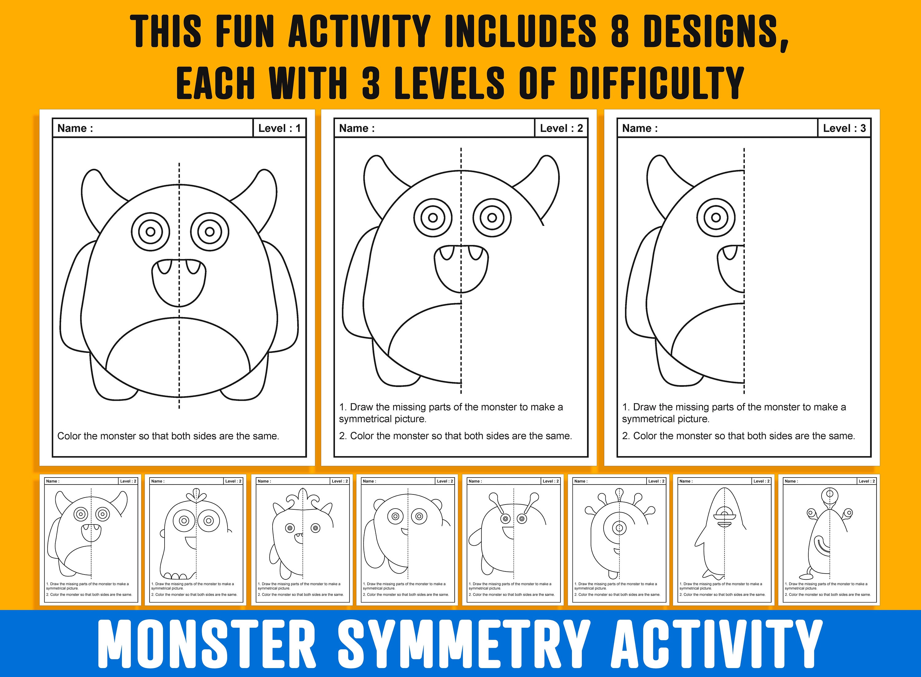 Monster Symmetry Worksheet, Monster Theme Lines of Symmetry Activity ...