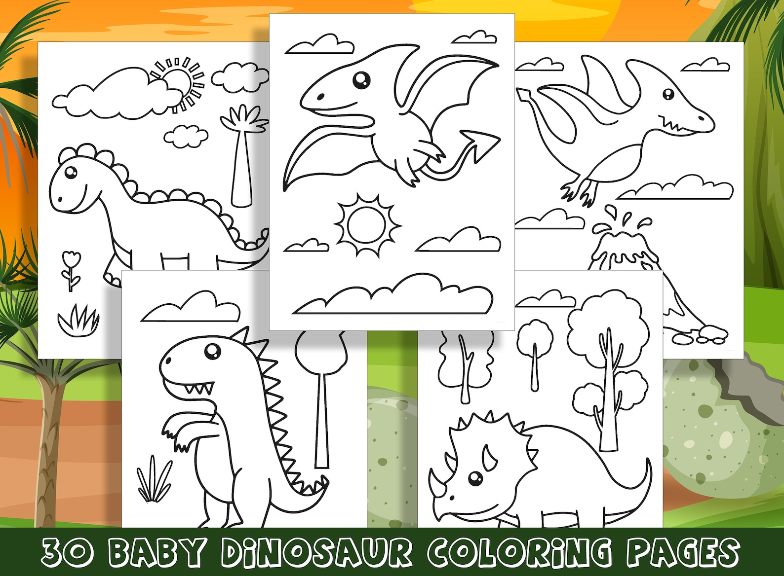 Roar Into Fun With 30 Baby Dinosaur Coloring Pages for - Etsy