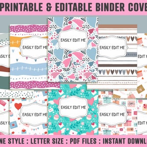 Dots and Hearts Binder Cover, 10 Printable/editable Binder Covers ...
