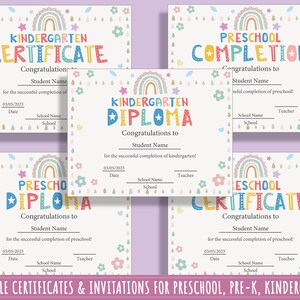 Diploma, Certificate, and Invitation Templates for Kindergarten and ...