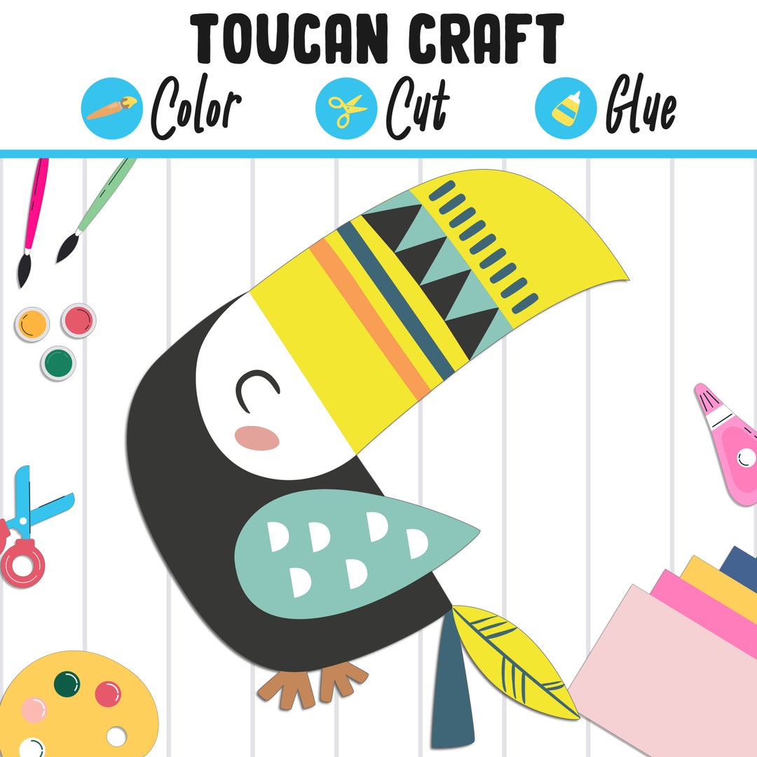 Cute Toucan Craft for Kids: Color, Cut, and Glue, a Fun Activity for ...