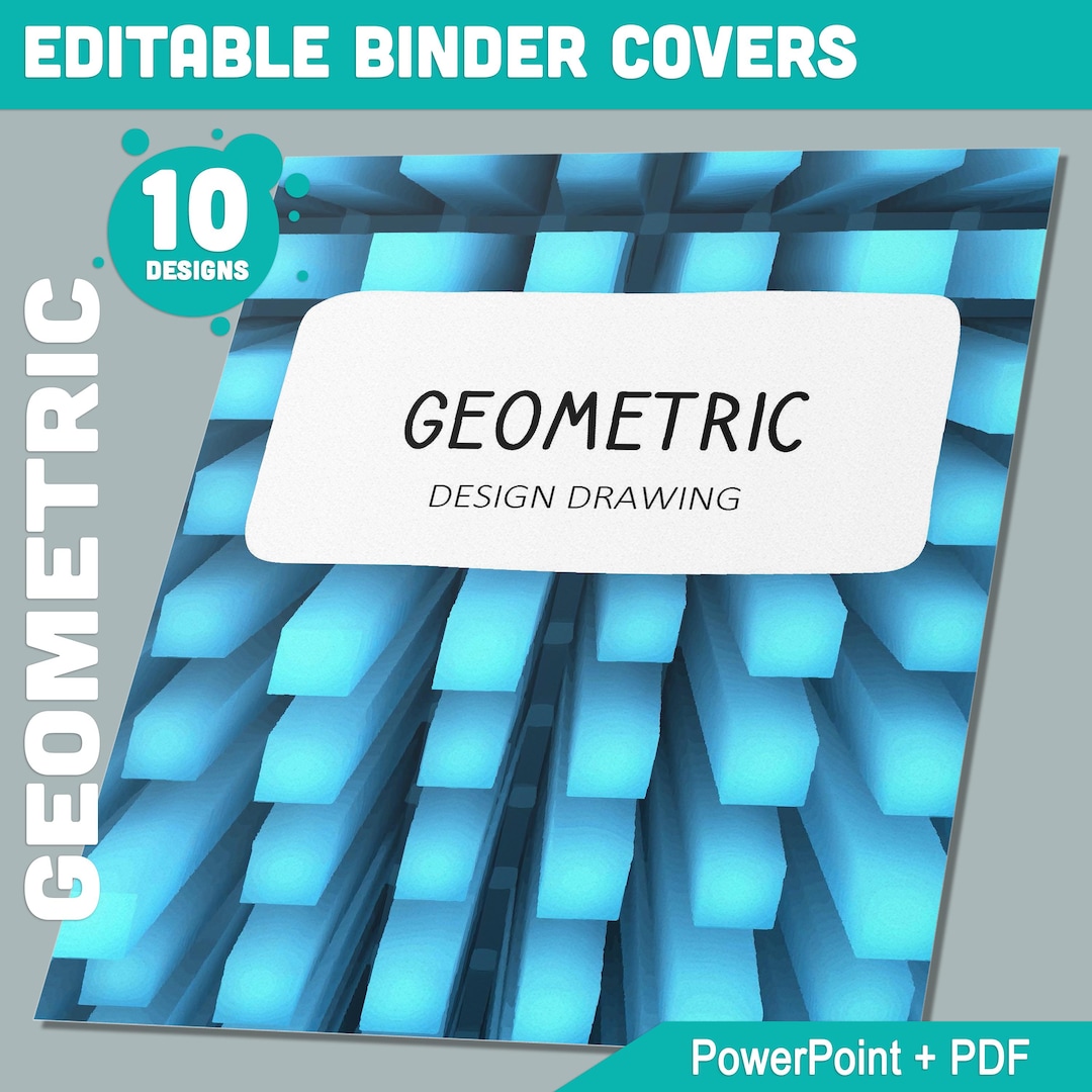 10 Editable 3D Geometric Binder Covers, Includes 1, 1.5, 2" Spines ...