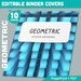 10 Editable 3D Geometric Binder Covers, Includes 1, 1.5, 2 Spines ...