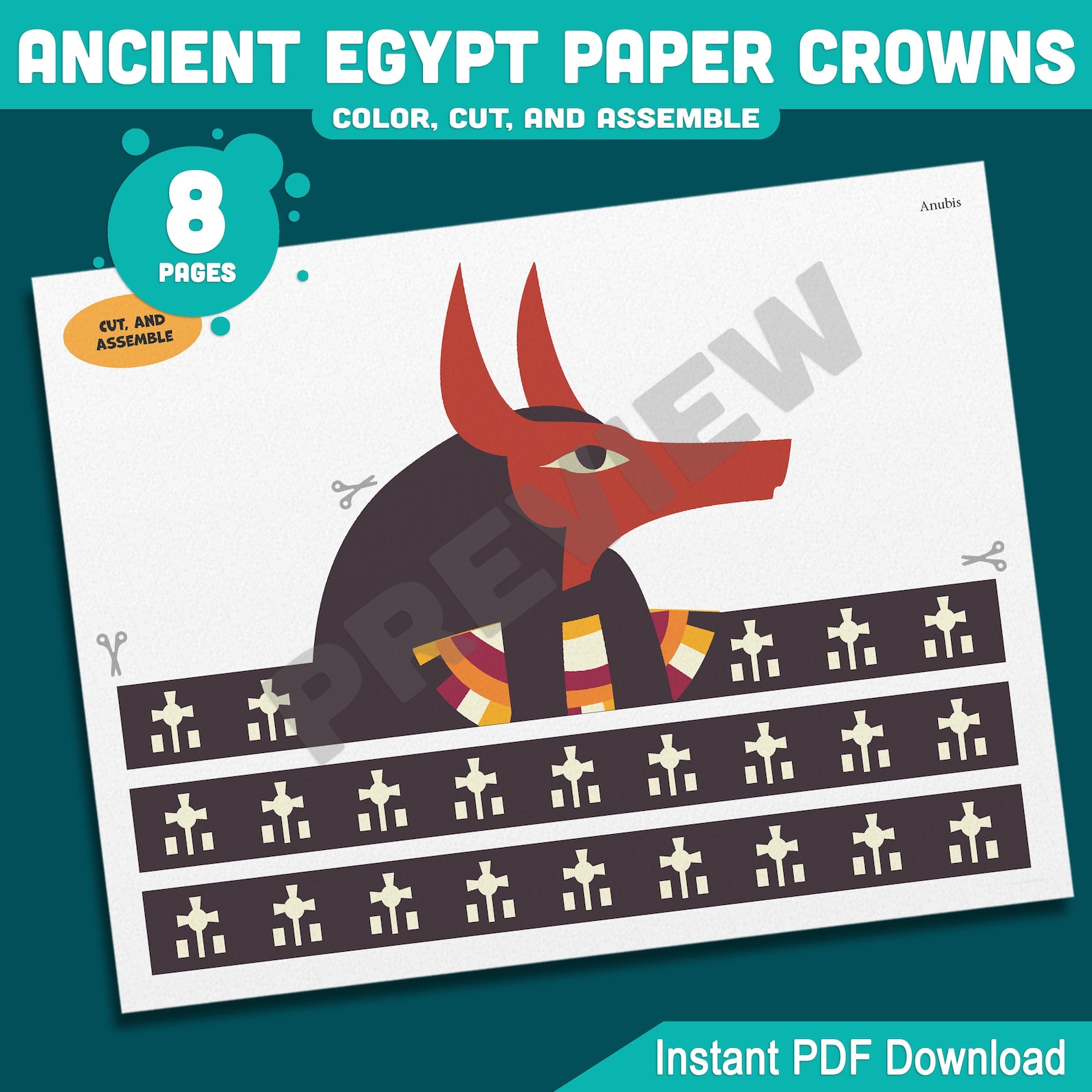 Ancient Egypt Paper Crown Templates – 4 Fun Printable Headband Designs ...