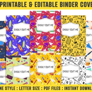 Back to School Binder Cover, 10 Printable & Editable Binder Covers ...